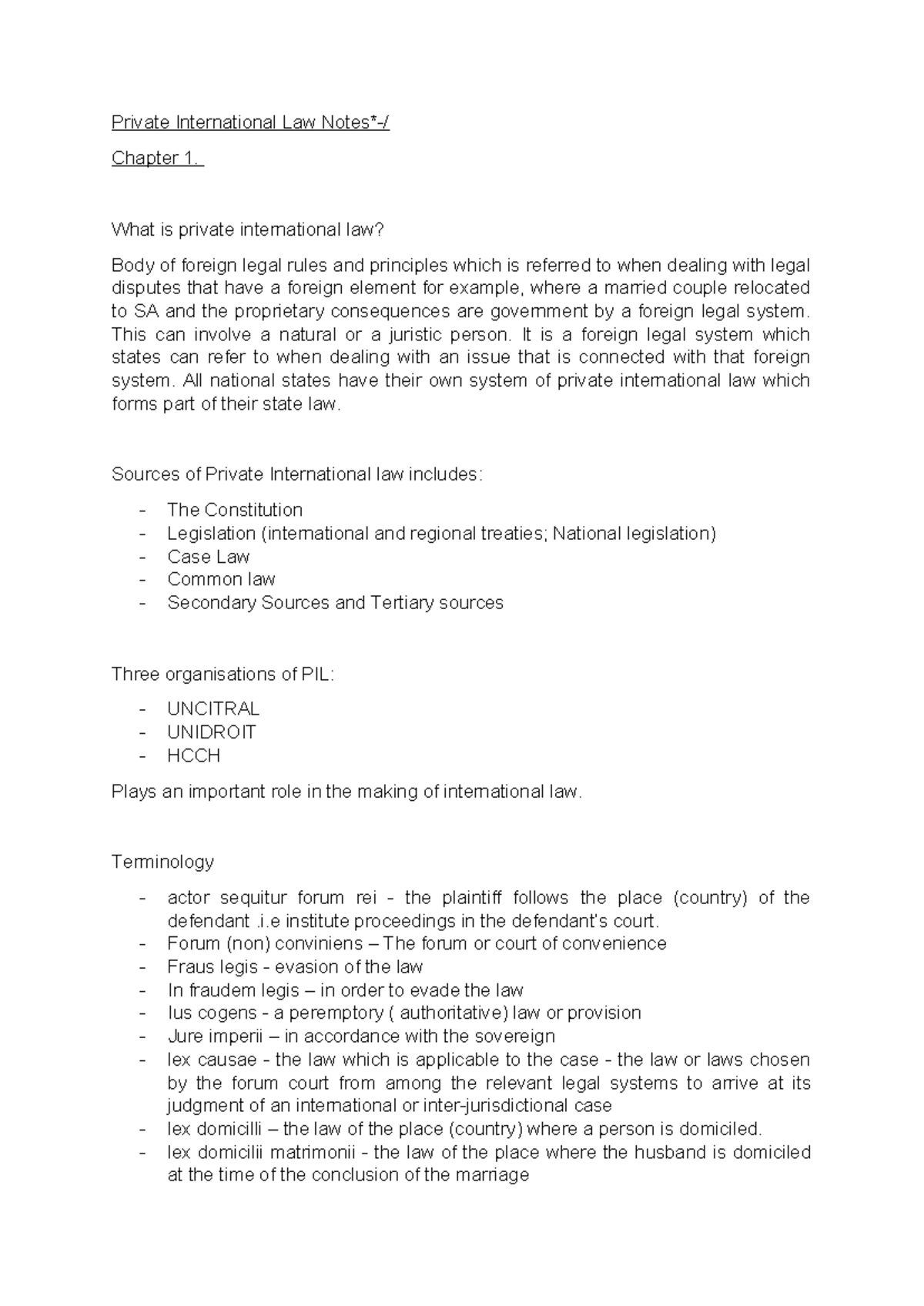 Private International Law Chapter 1: Overview and Key Concepts - Studocu