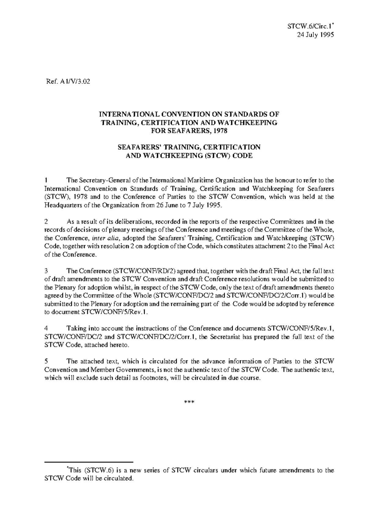 STCW Code: Training, Certification & Watchkeeping Standards (1995 ...