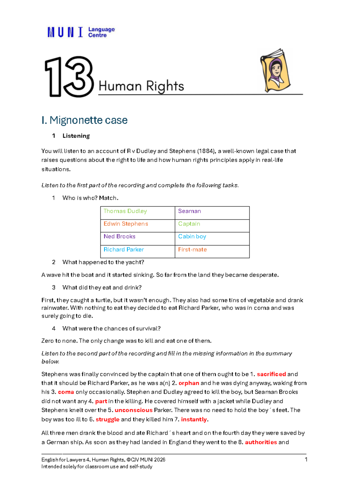 2026 Lesson 13: The Mignonette Case and Human Rights Principles - Studocu
