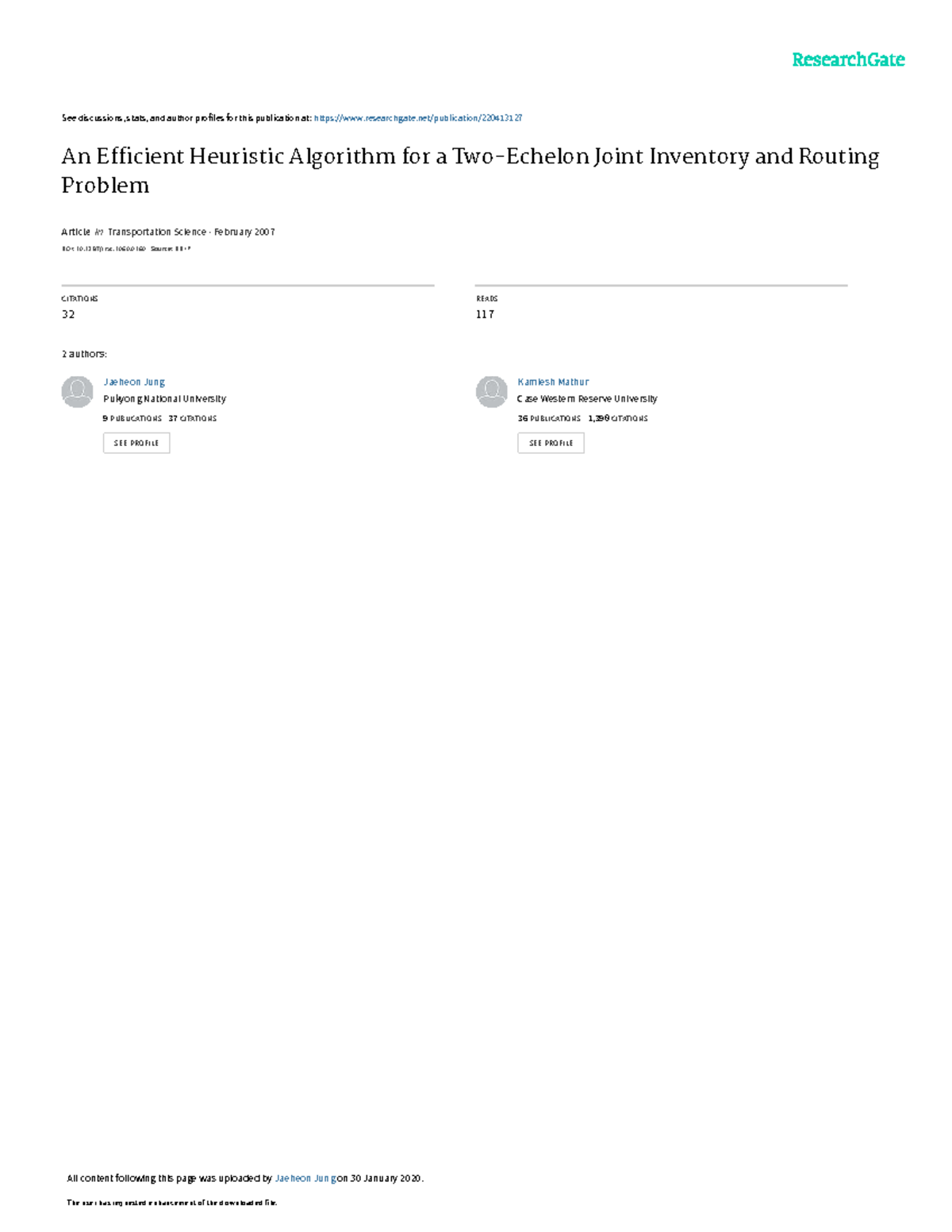 1A 23 An efficient heuristic algorithm for a two-echelon joint inventory and routing problem ...