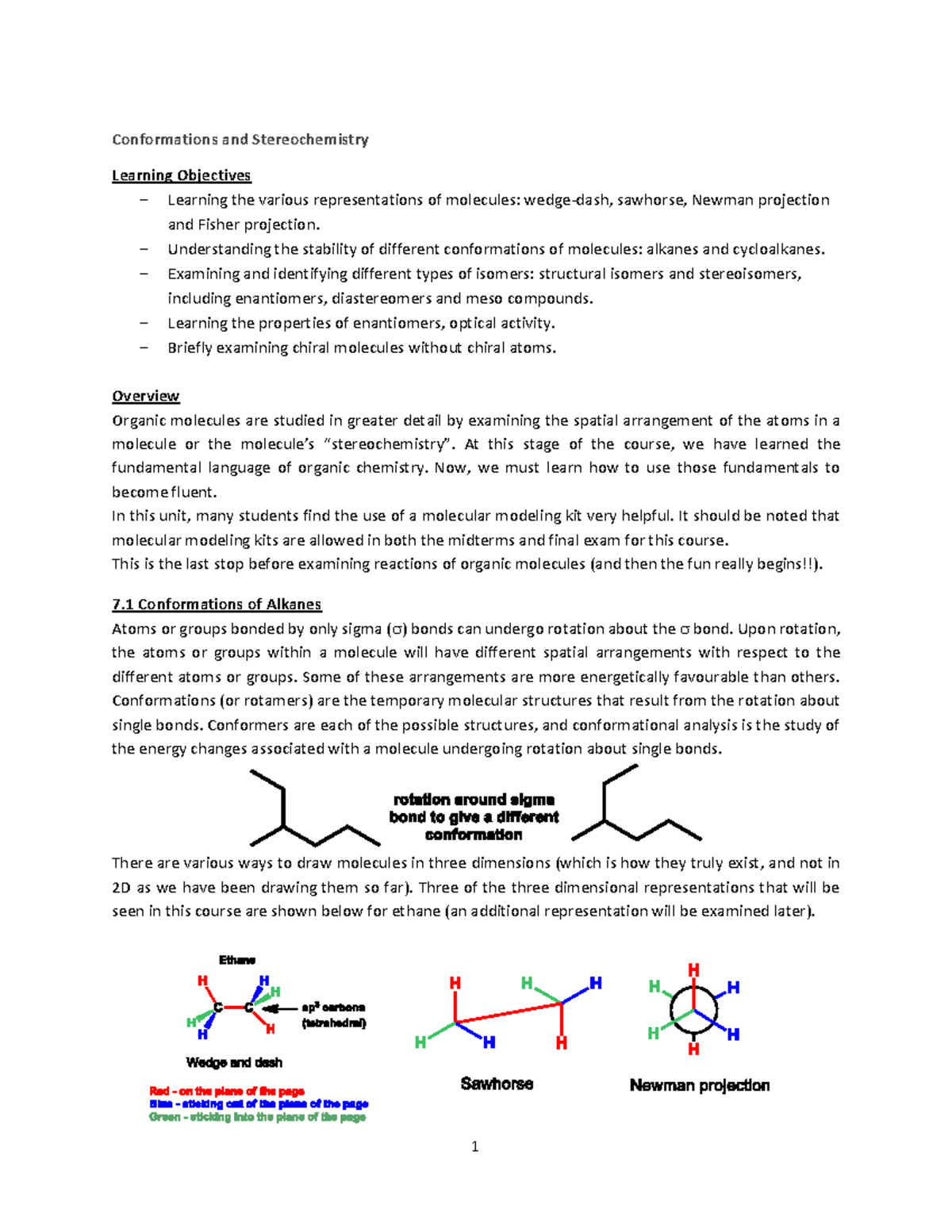 7-Stereochemistry 1: Conformations, Isomers, and Chirality Concepts ...