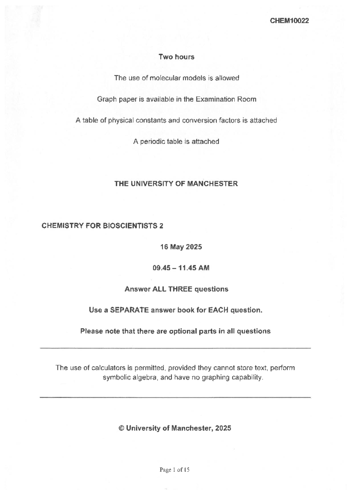 CHEM10022 Final Exam Review Notes for 2025 - Studocu