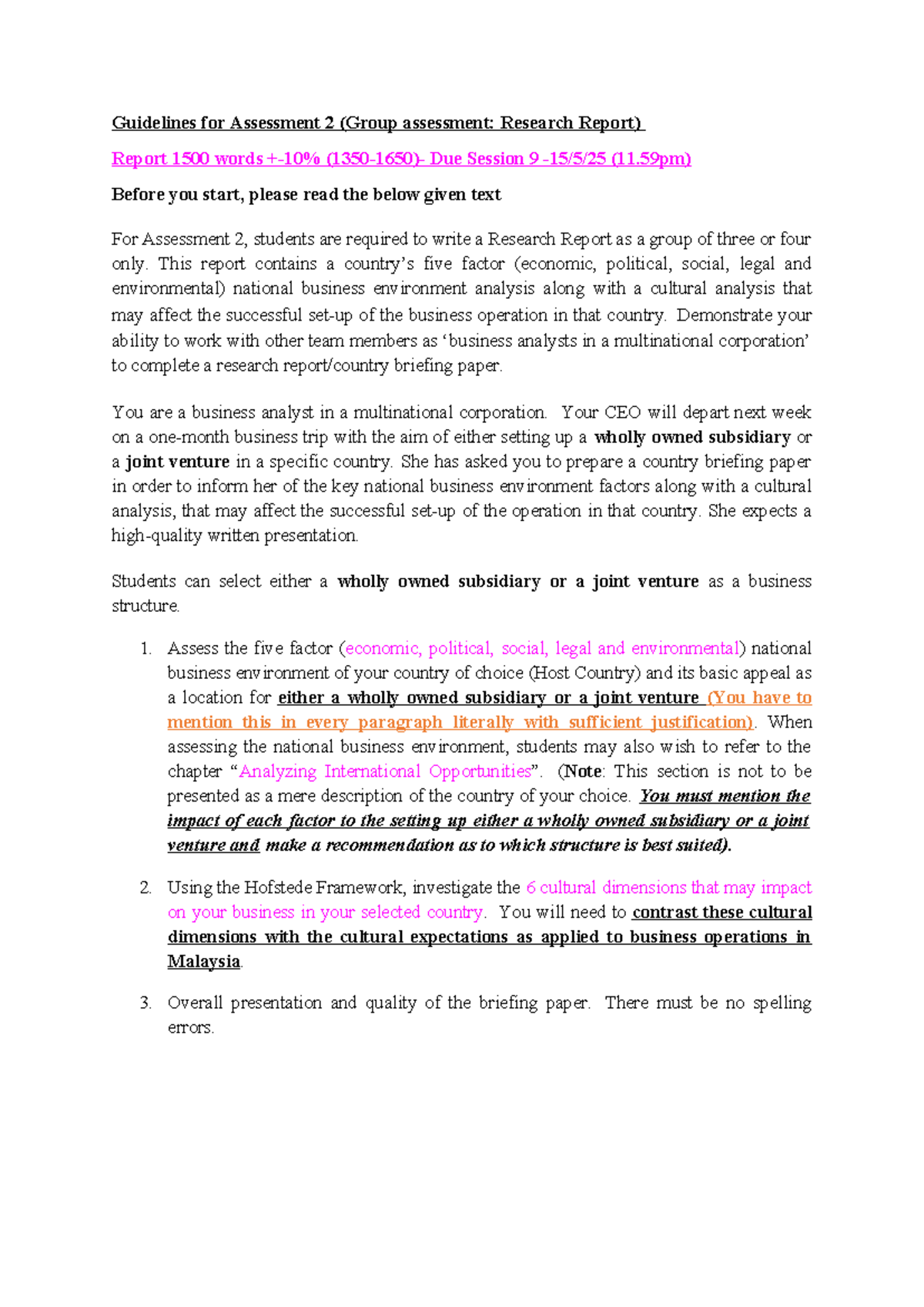 Guidelines for Group Assessment - Guidelines for Assessment 2 (Group ...