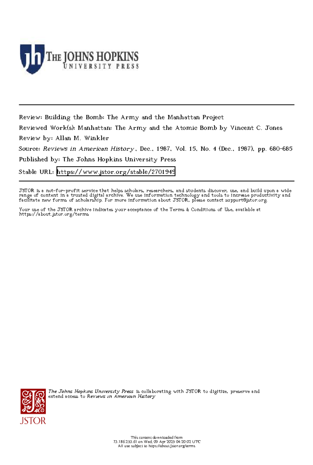 Building the Bomb: The Army's Role in the Manhattan Project Review ...