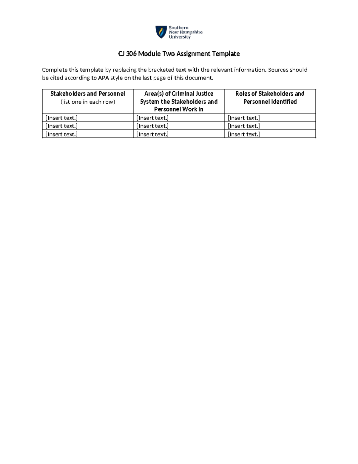 CJ 306 Module Two Assignment Template - CJ 306 Module Two Assignment ...