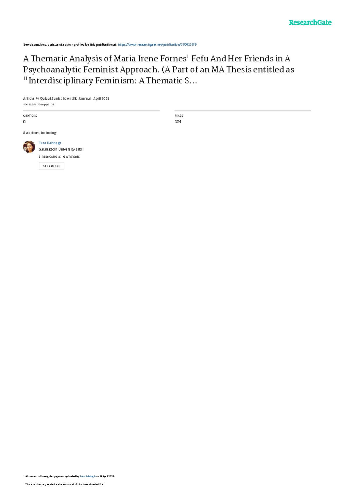 A Thematic Analysis of Fefu and Her Friends: A Psychoanalytic Feminist ...