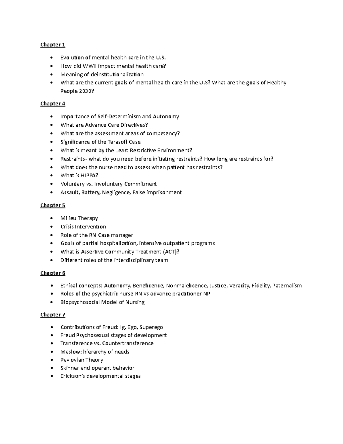 Mental Health Care Overview: Key Concepts & Practices (NUR 101) - Studocu