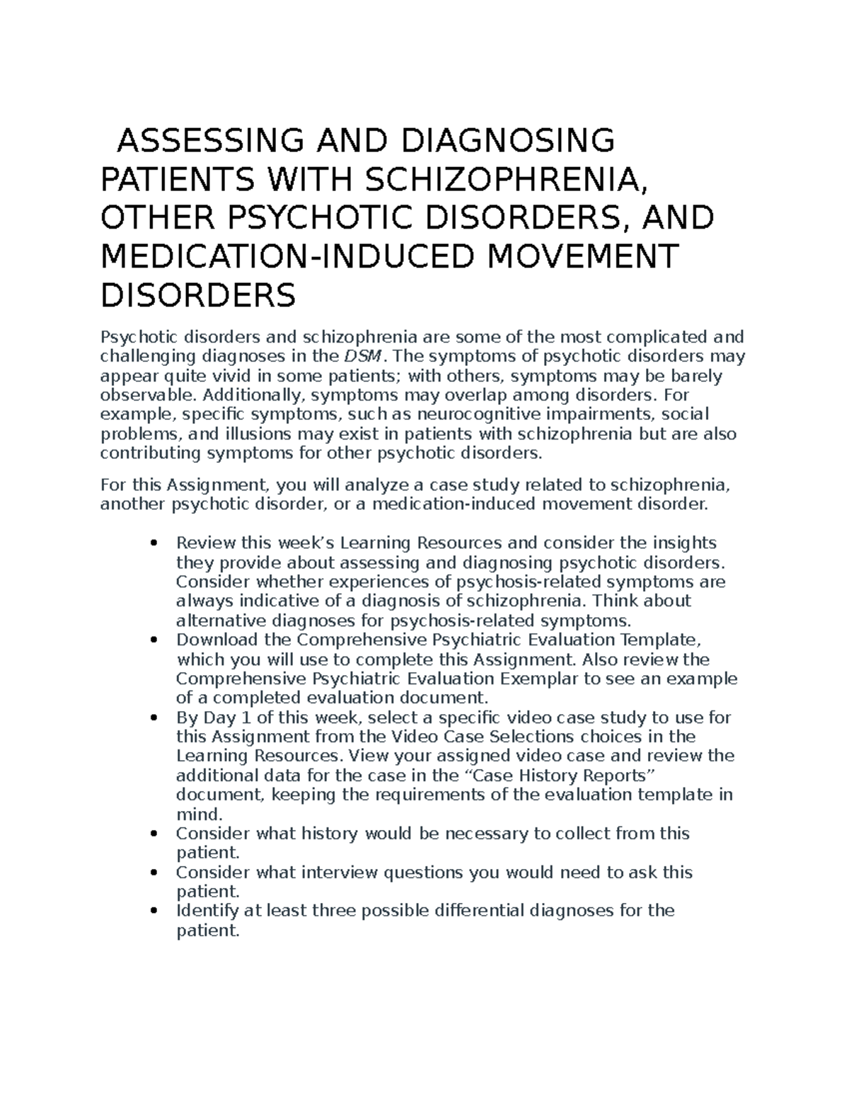 Nur6635 Week 7: Analyzing Schizophrenia & Psychotic Disorders Case ...