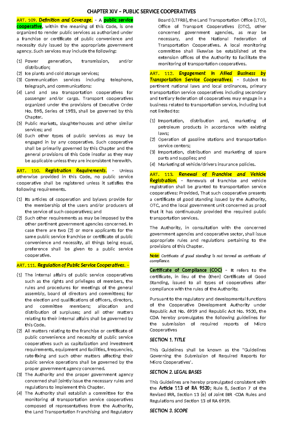 Ch 14 - Public Service Cooperatives Overview and Guidelines - Studocu