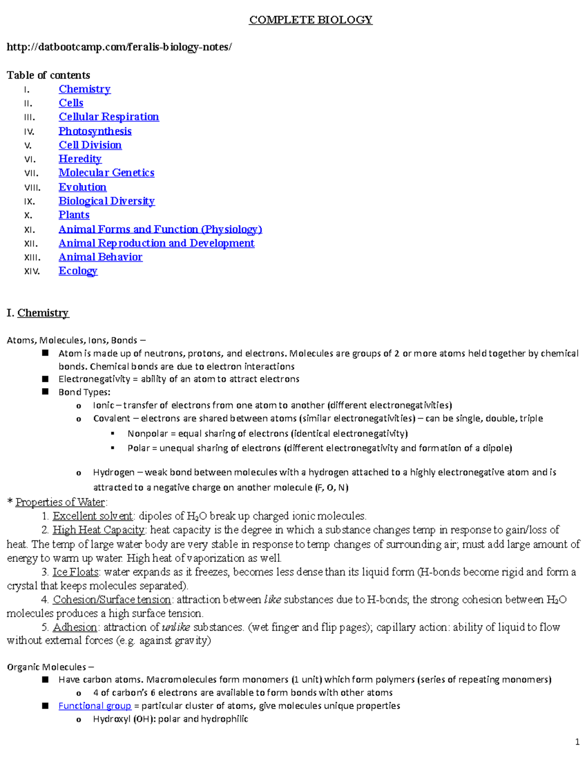 Feralis Biology Notes - DAT Prep Comprehensive Study Guide - Studocu