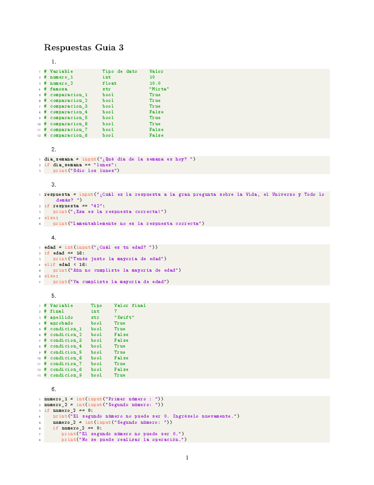 Guía 3: Respuestas y Condicionales en Programación - Studocu