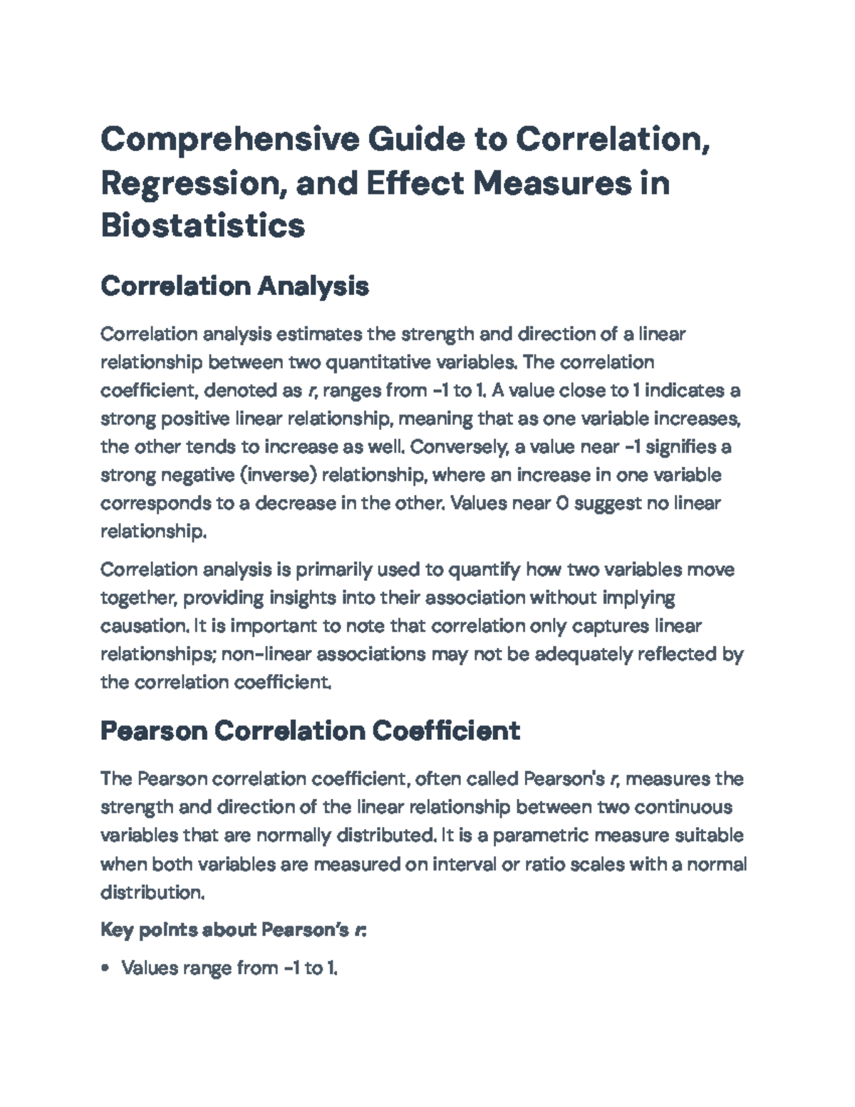 Comprehensive Guide to Correlation, Regression, and Effect Measures in ...