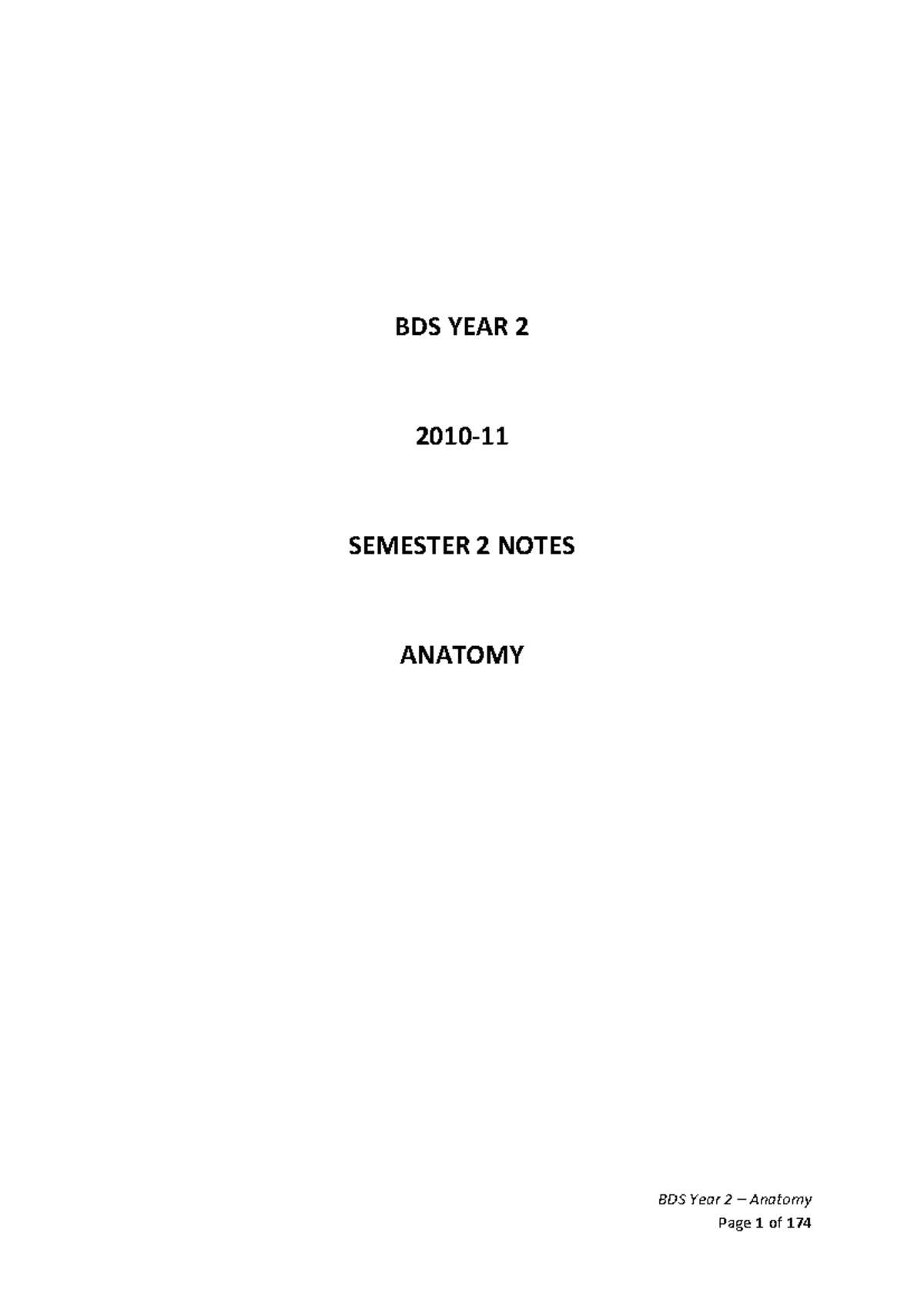 BDS Year 2 Anatomy Sem 2 Comprehensive Study Notes Overview - Studocu