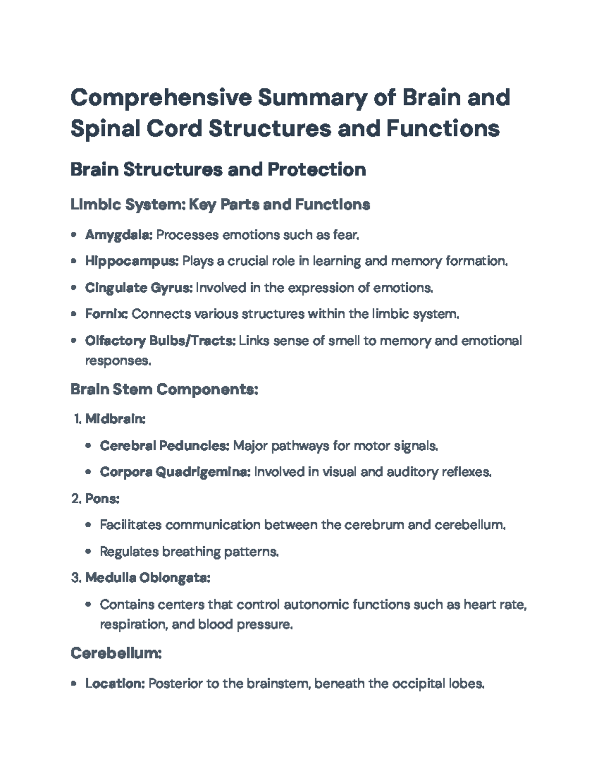 Comprehensive Overview of Brain and Spinal Cord Anatomy and Functions ...