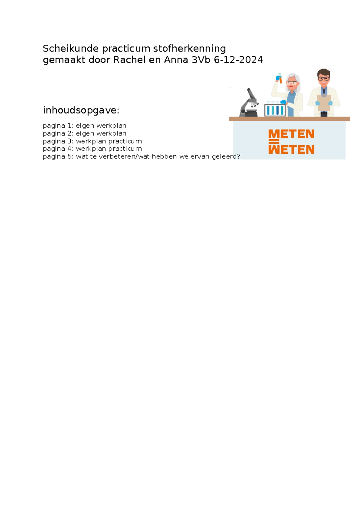 Scheikunde Practicum Stofherkenning - 3Vb Werkplan en Resultaten ...