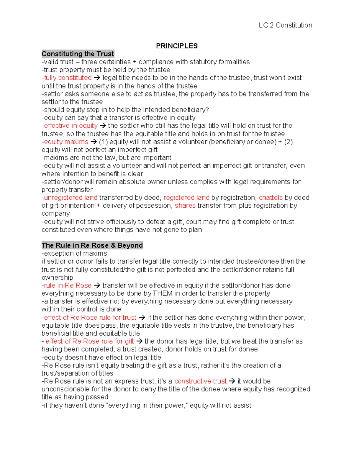 LC 2 Trusts - LC 2 Constitution PRINCIPLES Constituting the Trust ...