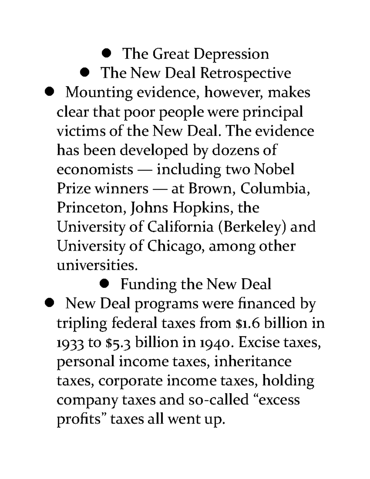 Great Depression and New Deal Analysis Outline - Studocu
