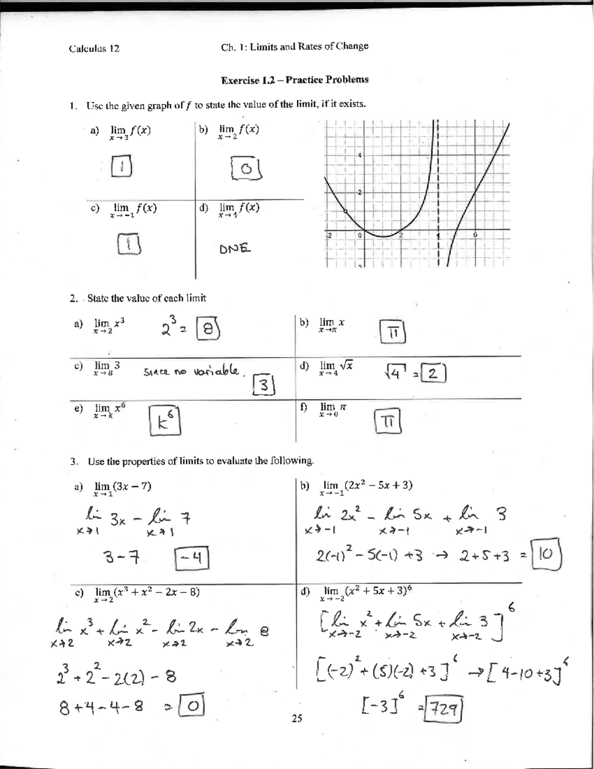 Calculus 12 Ch. 1: Limits and Rates of Change Practice Problems - Studocu