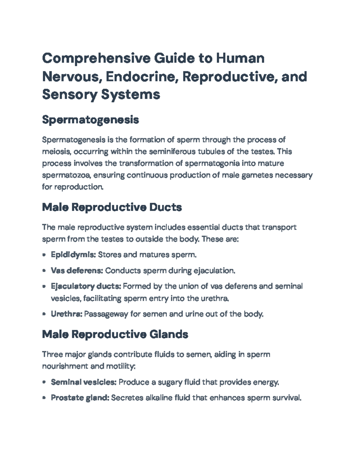 Comprehensive Overview of Human Nervous, Endocrine, and Reproductive ...