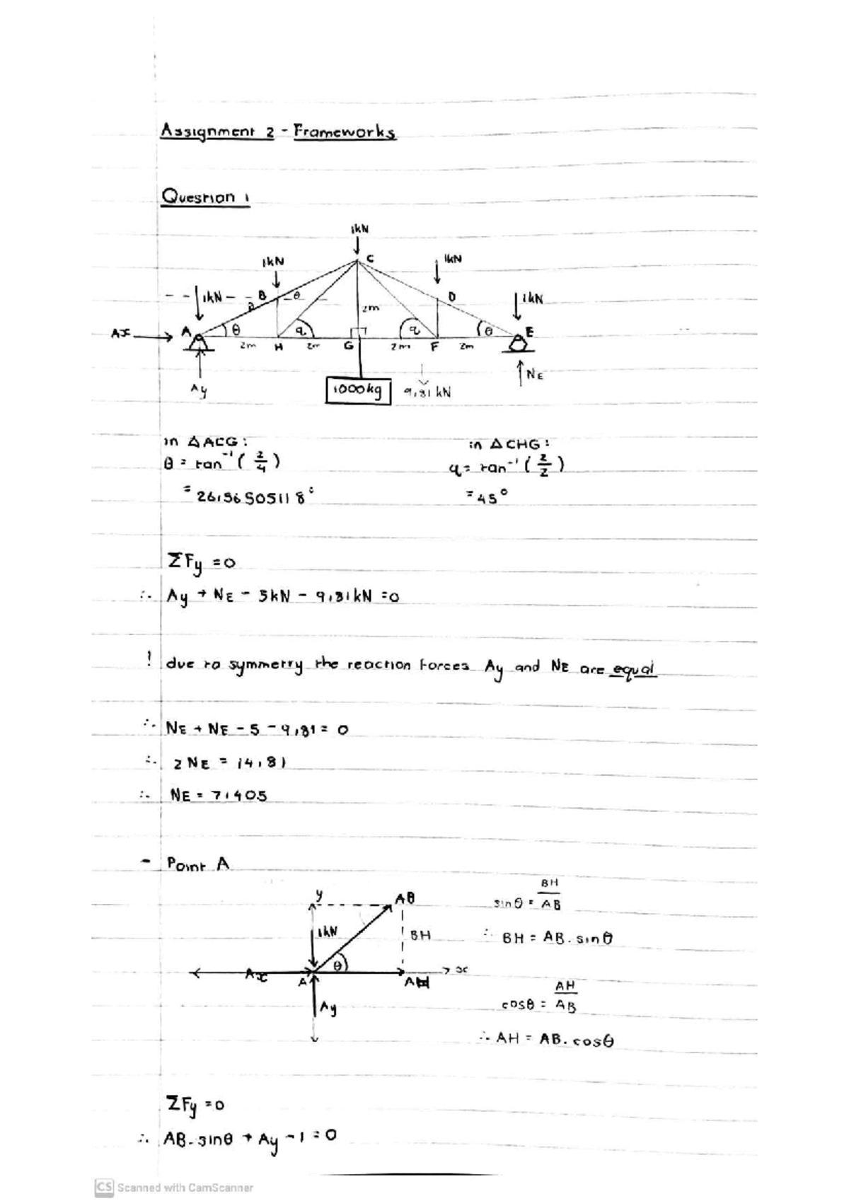 Maths Assignment 2: Analysis of Reaction Forces and Tensions IKN - Studocu