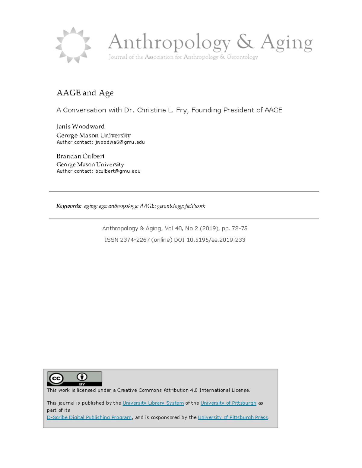 AAGE and Age: Insights from Dr. Christine L. Fry on Anthropology of ...