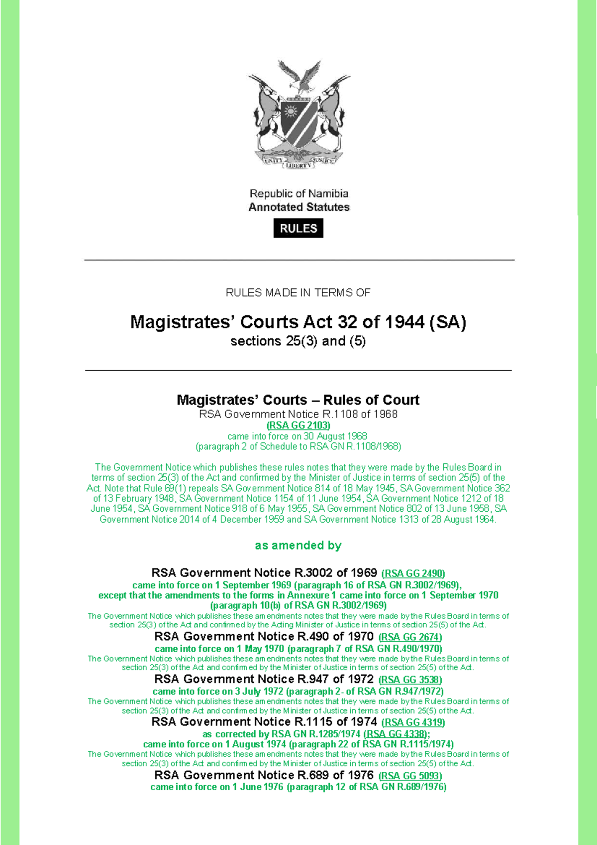 Magistrates Courts Act 32 of 1944-Rules 1968-1108 - RULES Magistrates ...