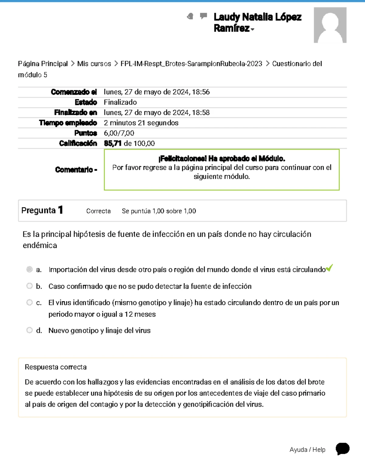 Cuestionario Módulo 5: Revisión Intento 2 - Resultados Finales - Studocu