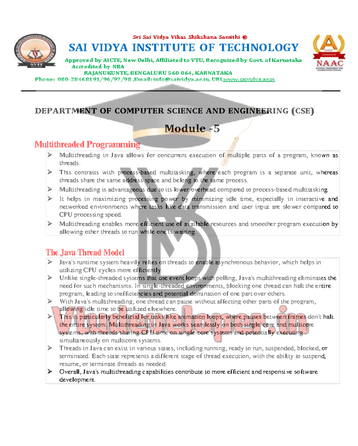 Java Module 5: Multithreaded Programming Concepts and Techniques - Studocu