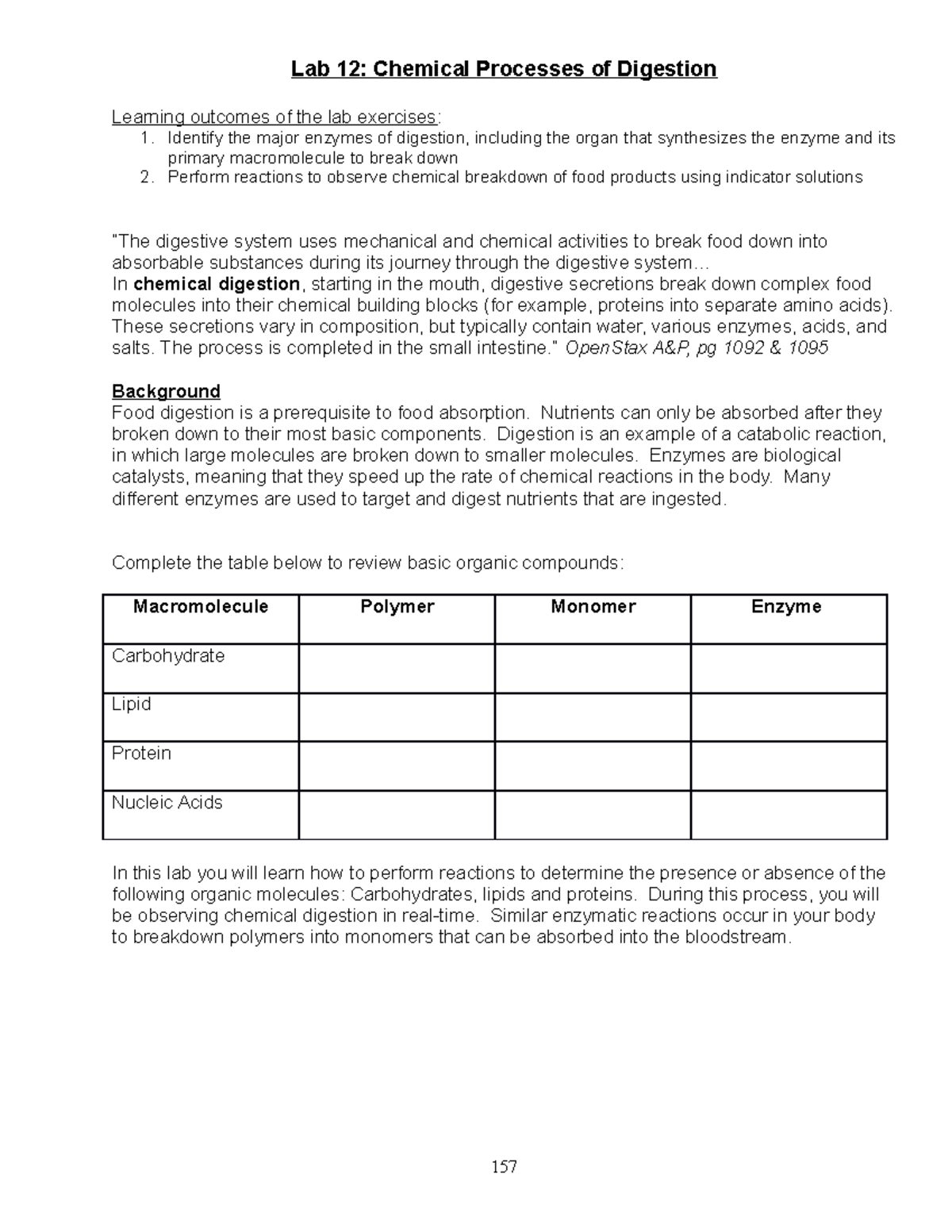 AP2 Lab12 Chemical Processes of Digestion: Enzymes & Reactions SP21 ...