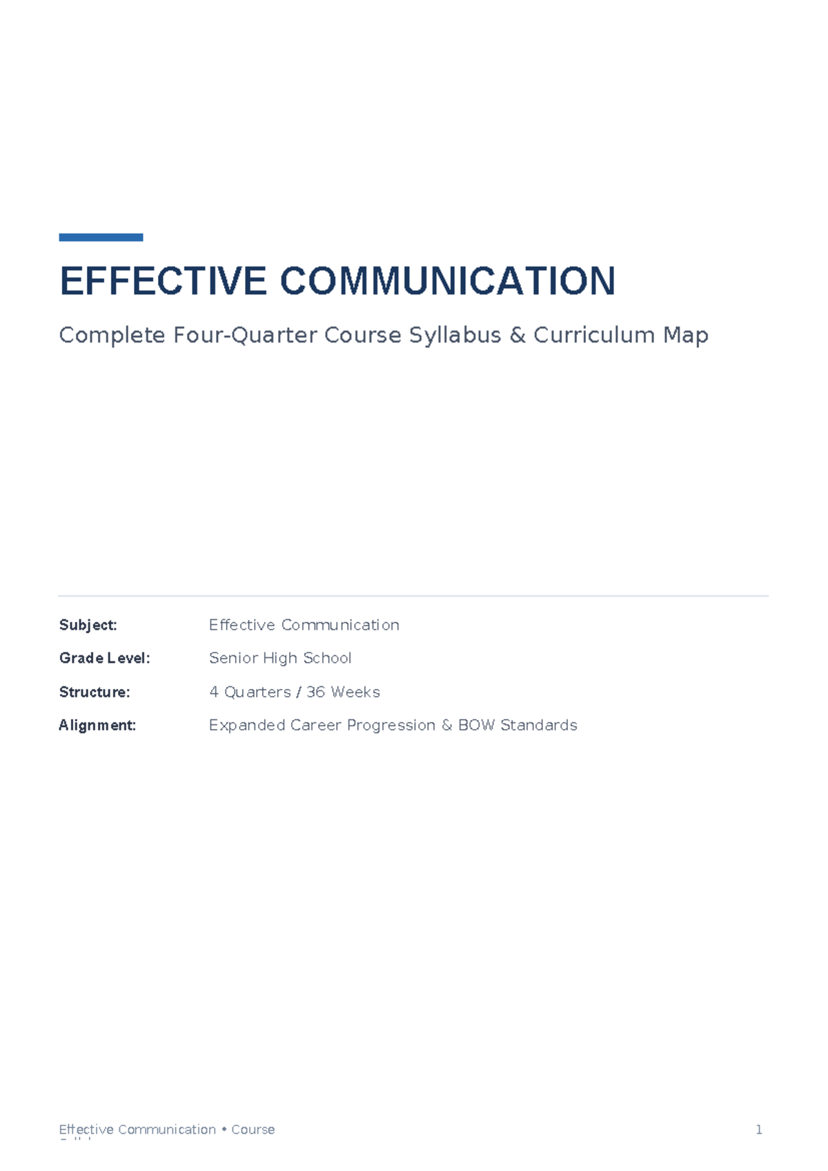 Effective Communication Syllabus (Grade 12) - Complete Course Overview ...