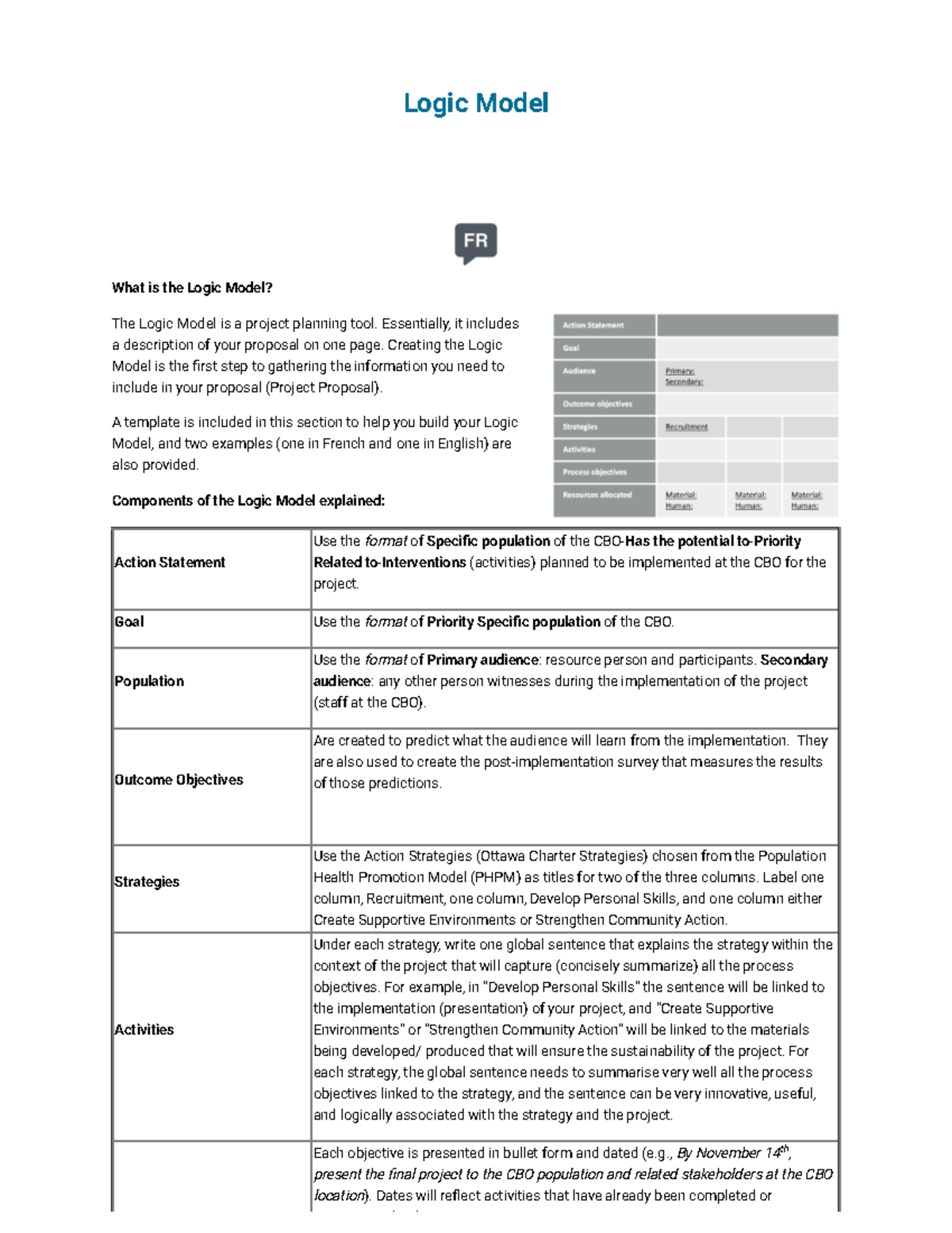 Logic Model Overview - Winter 2024 - NUR1-432-020 - Community Health ...