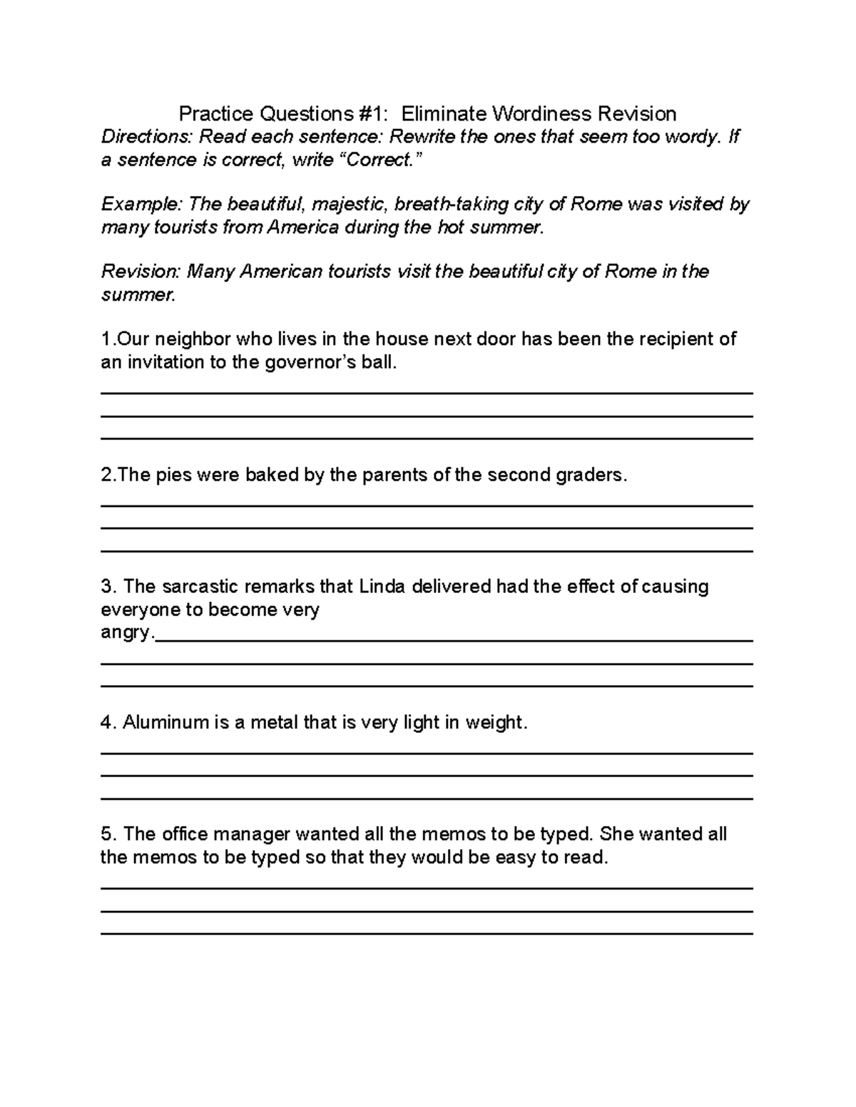 Practice #1 - Revising Wordiness in Sentences - Studocu