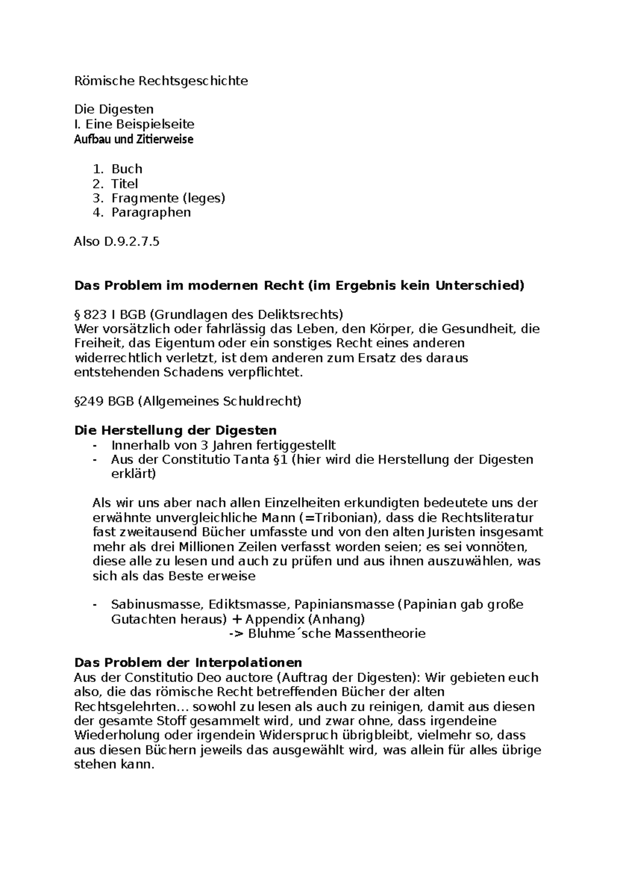 Römische Rechtsgeschichte: Die Digesten und ihre Bedeutung - Studocu