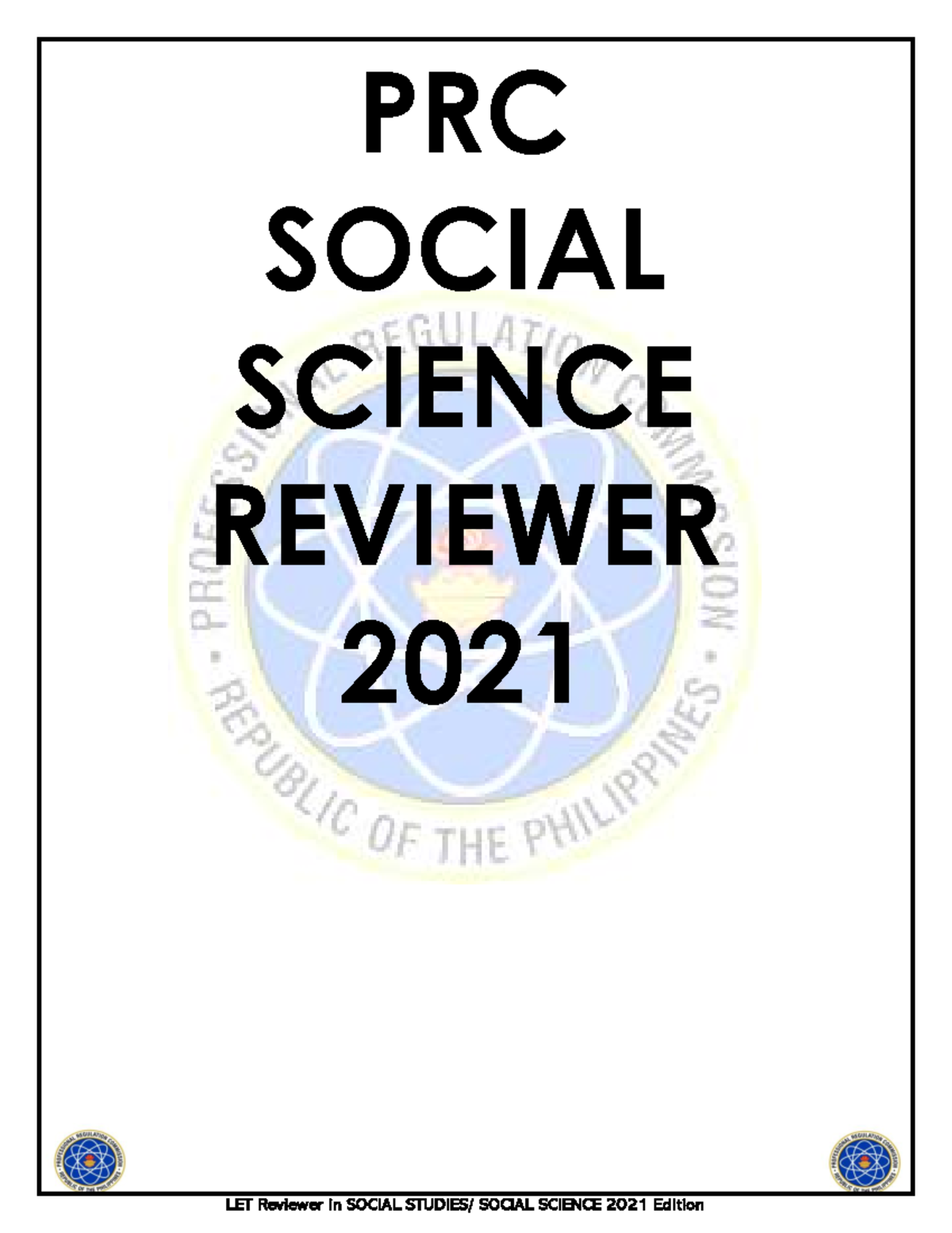 PRC SOCIAL SCIENCE REVIEWER 2021: Comprehensive LET Study Guide - Studocu