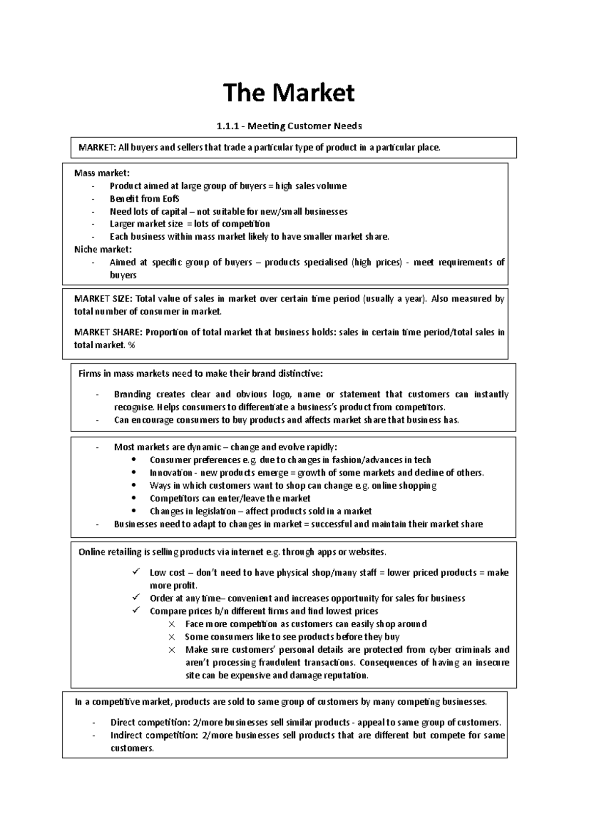 1.1 Meeting Customer Needs: Understanding Market Dynamics and ...