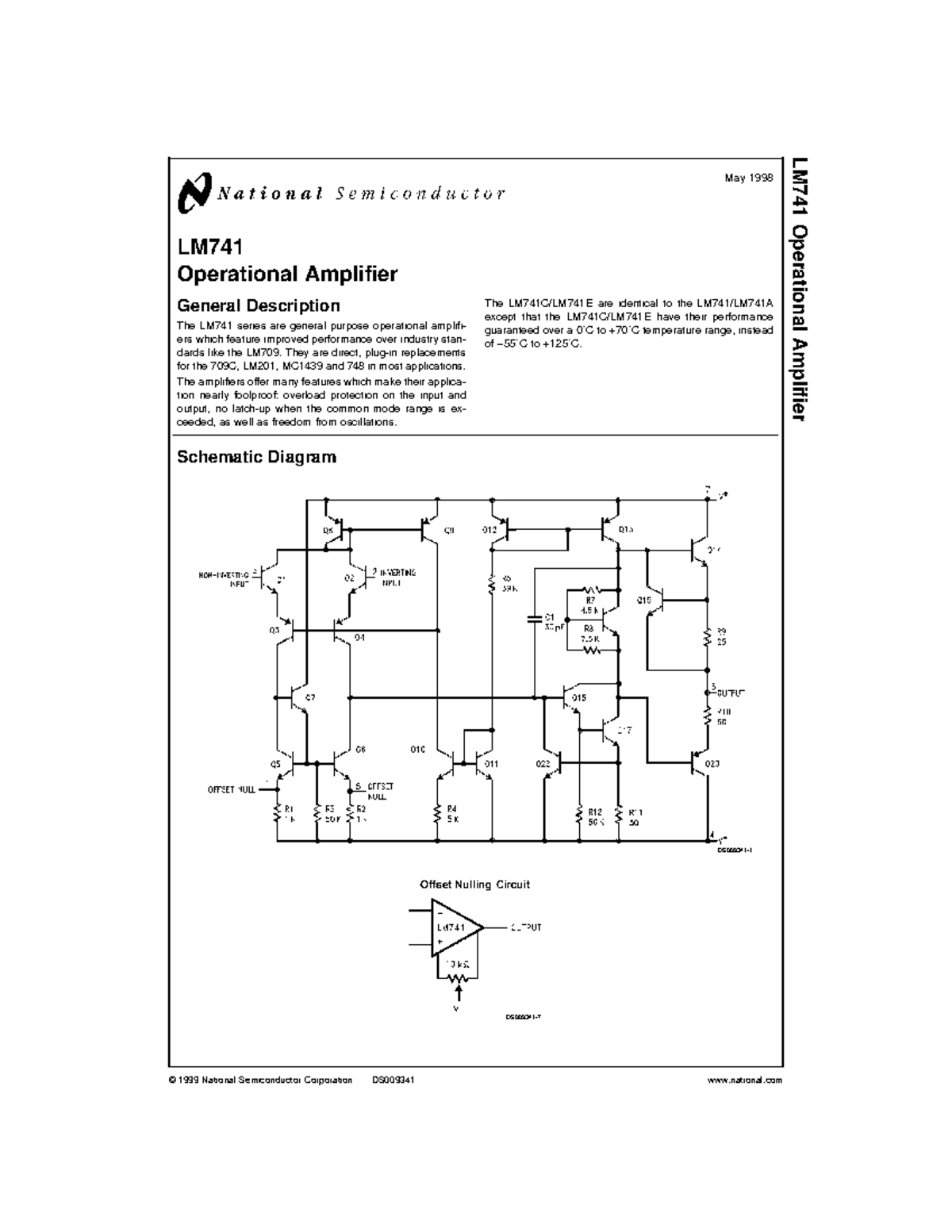 LM741 Operational Amplifier Datasheet Overview - Studocu