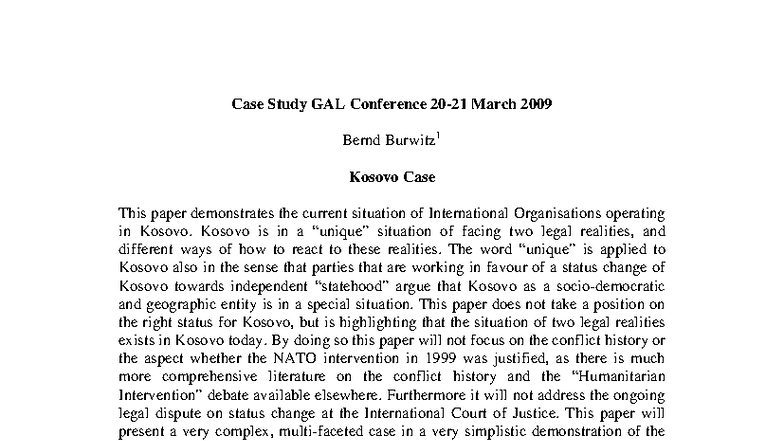 Burwitz The case of Kosovo 2009 - Case Study GAL Conference 20-21 March ...