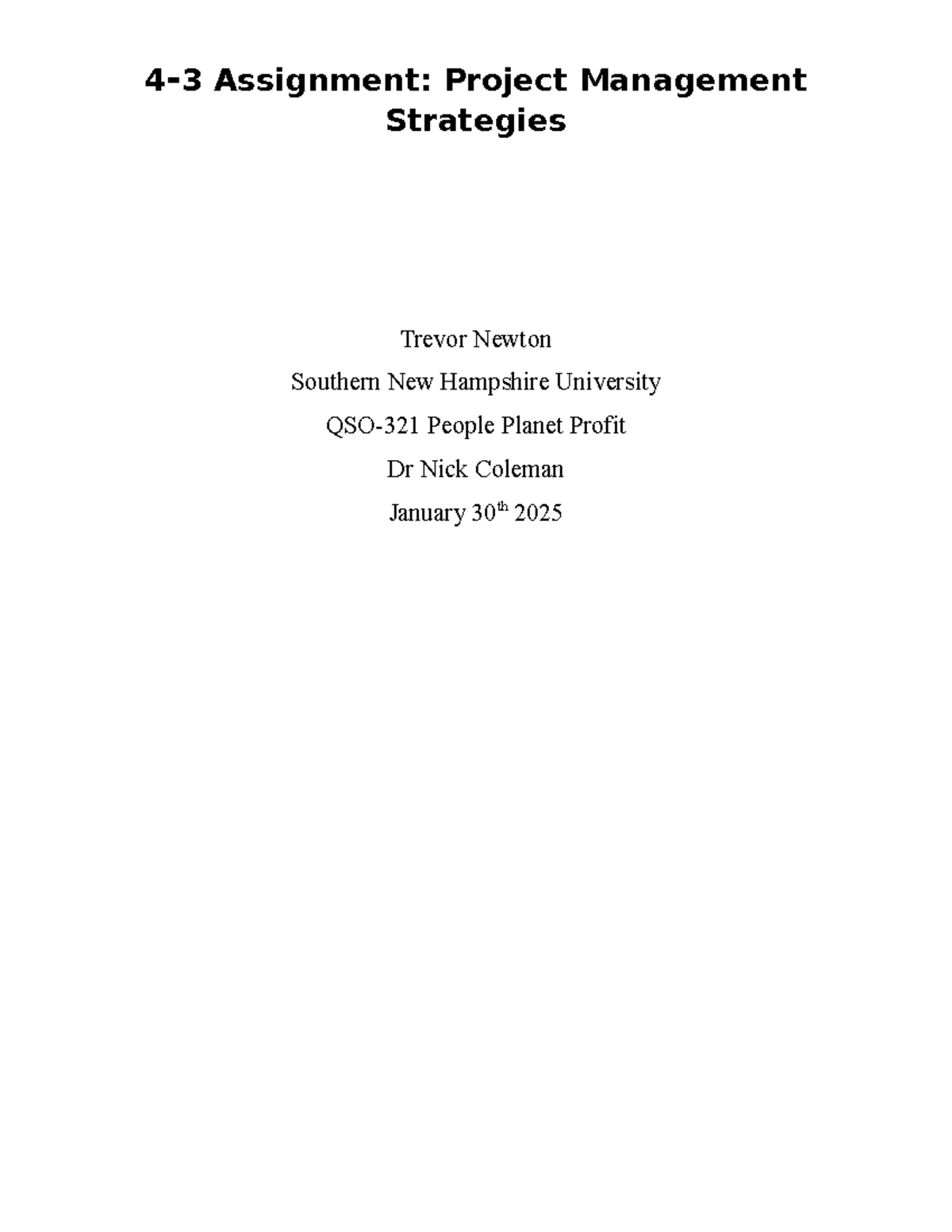 QSO-321 4-3 Assignment: Effective Project Management Strategies - Studocu