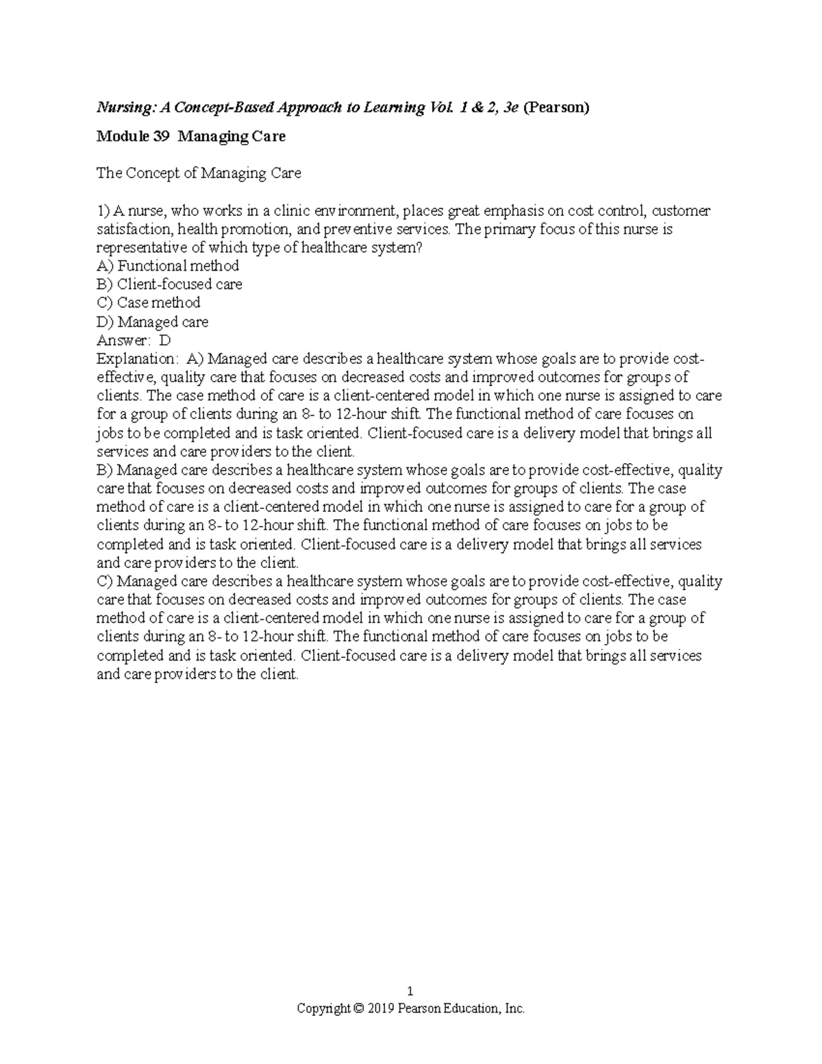 Module 14 test bank - Nursing: A Concept-Based Approach to Learning Vol ...