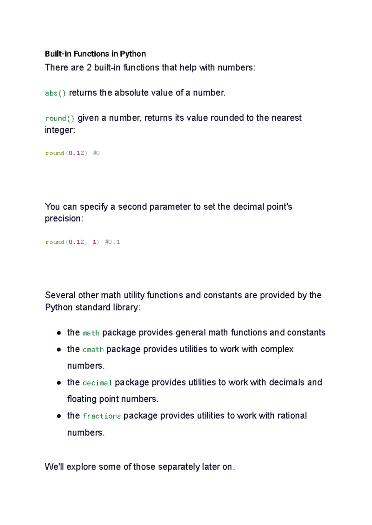 Built-in Functions in Python - round() given a number, returns its ...