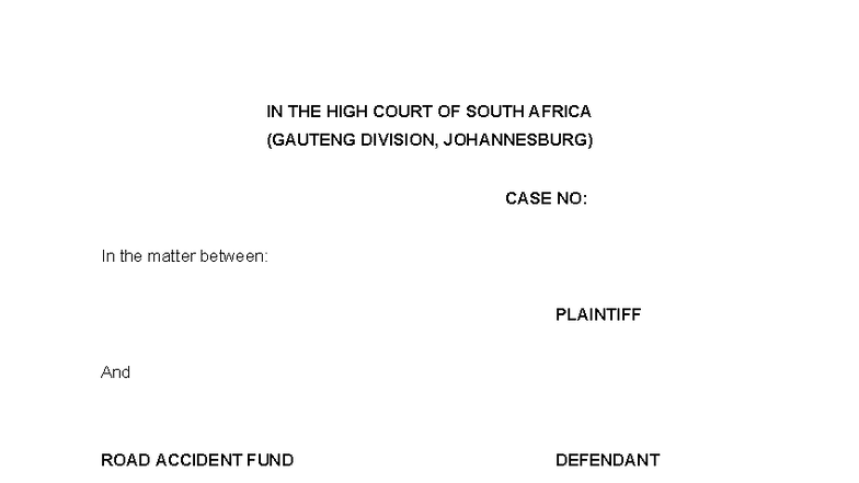 RULE 37 - Notice in terms of rule 37 - IN THE HIGH COURT OF SOUTH ...