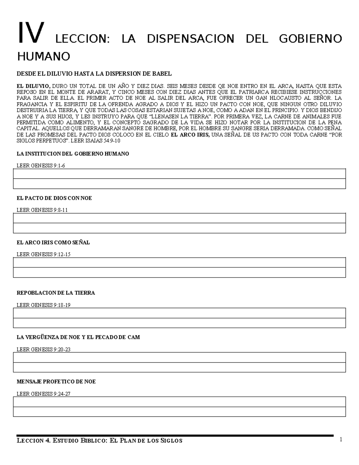 Lección 4: La Dispensación del Gobierno Humano en la Biblia - Studocu