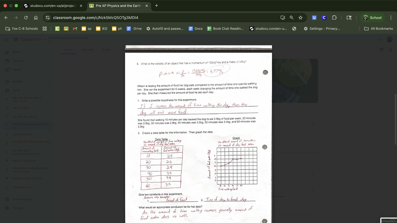 Pre AP Physics Semester 1: Dog Walking Experiment Analysis - Studocu