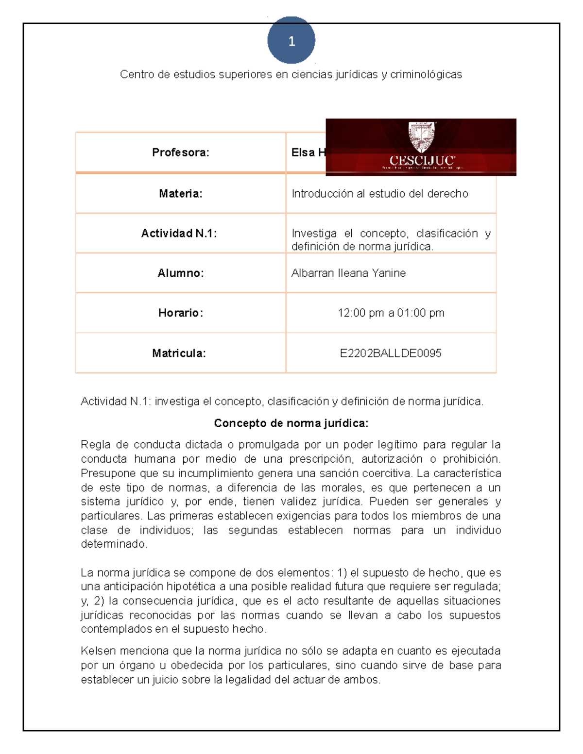 Investiga el concepto, clasificación y definición de norma jurídica ...