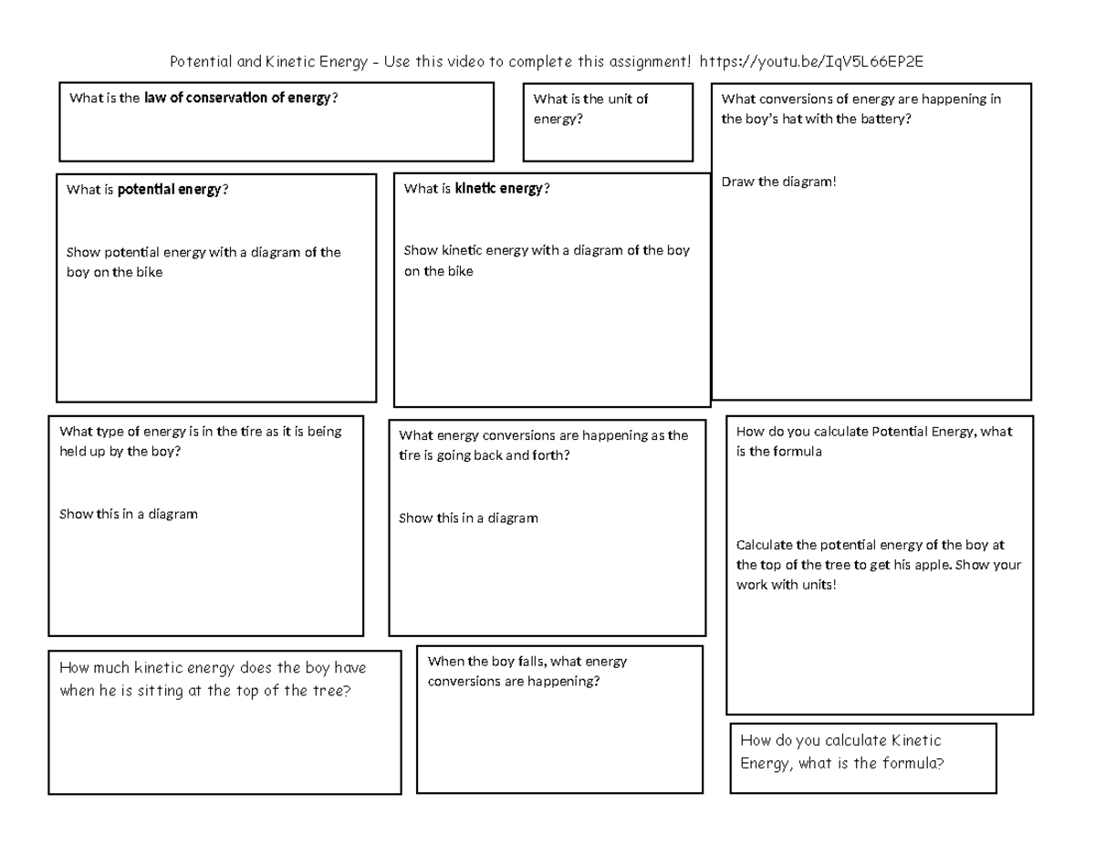 Chapter 5.1 Student Notes: Potential & Kinetic Energy Concepts - Studocu