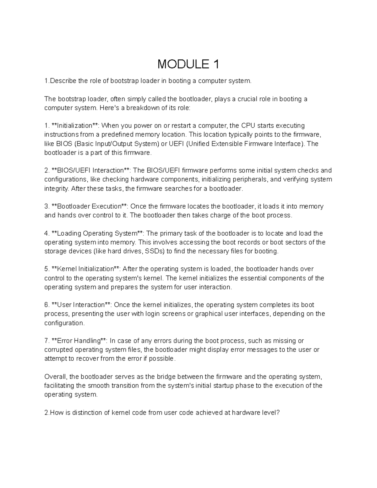 OS Solved QP MOD 1, 2, 5: Boot Process, Microkernel Design, OS Functions - Studocu