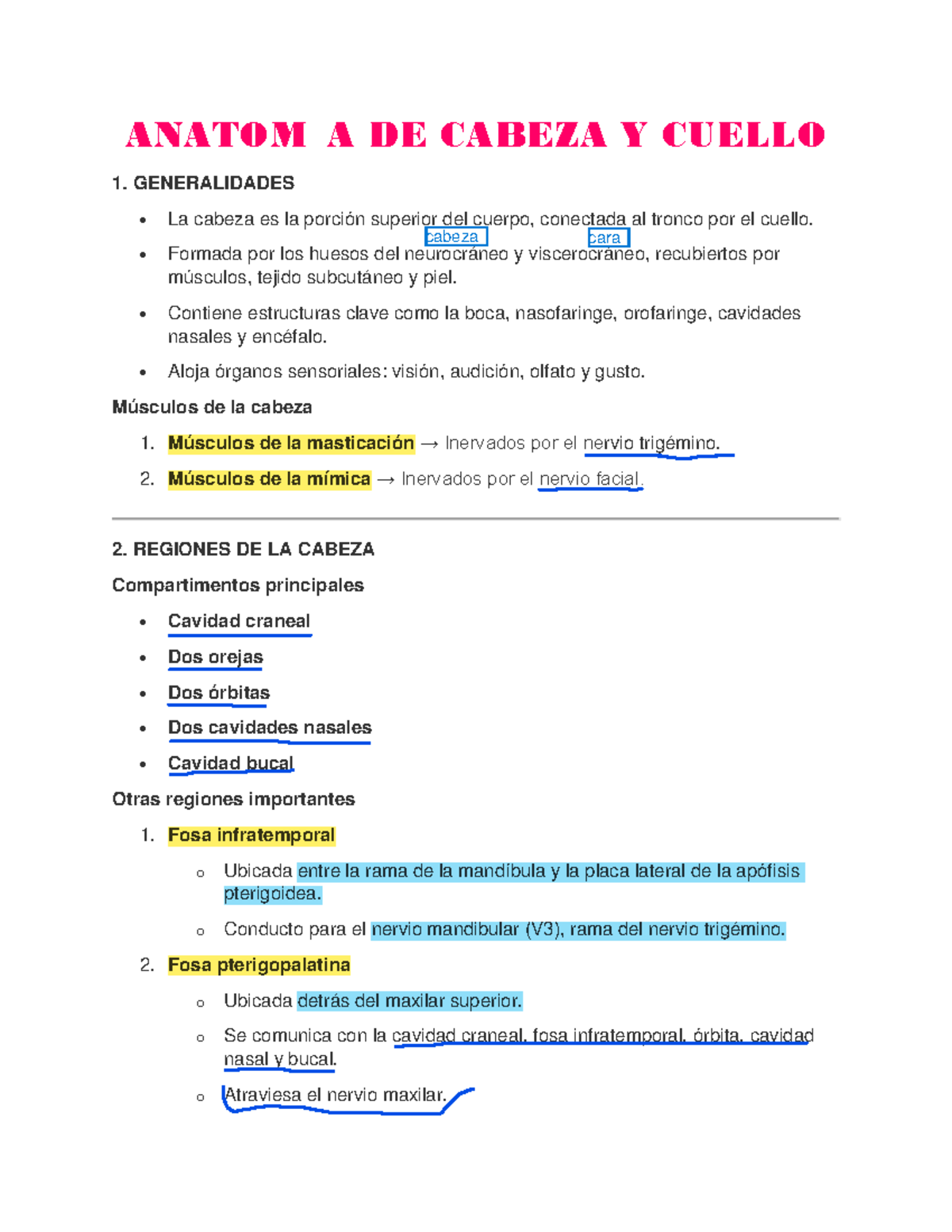Anatomía DE Cabeza Y Cuello. Huesos DEL Craneo - ANATOMÍA DE CABEZA Y CUELLO 1. GENERALIDADES ...