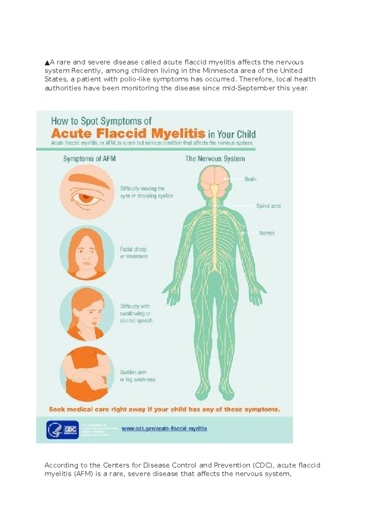 Acute flaccid myelitis - Therefore, local health authorities have been ...