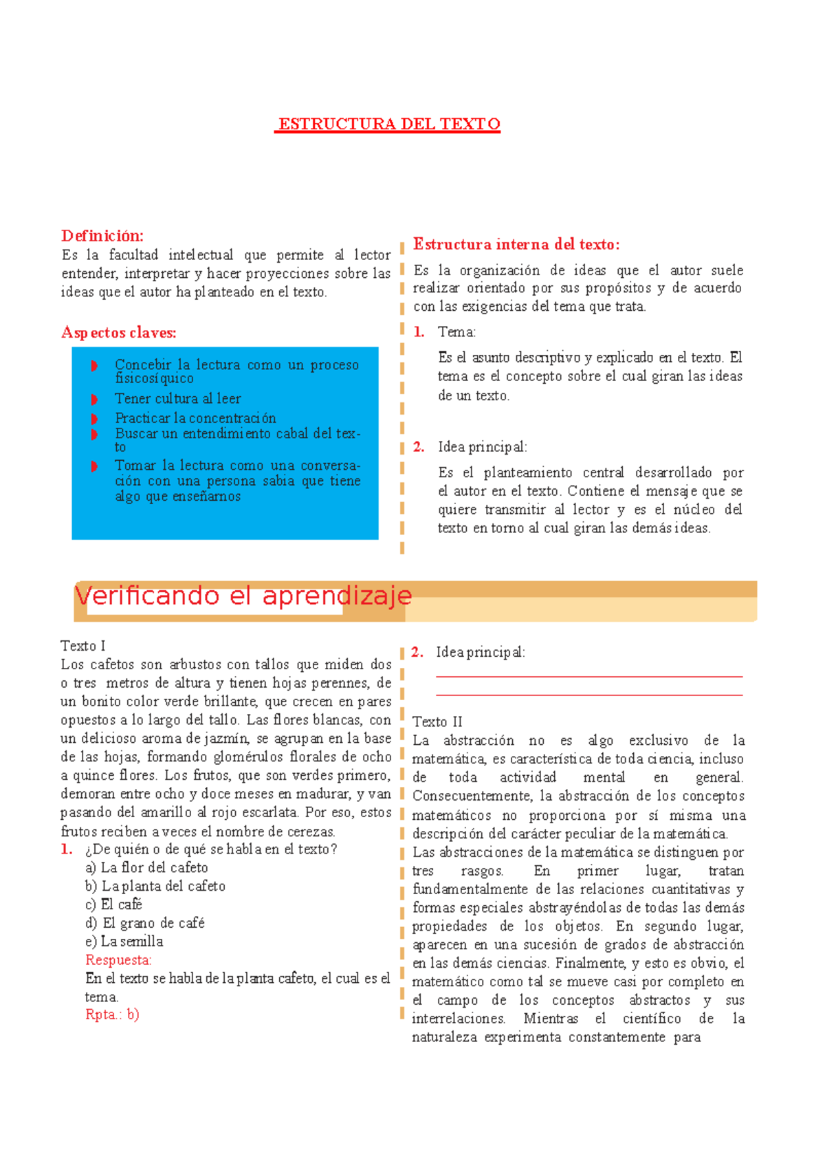 Estructura Interna del Texto: Análisis y Temas - 1-2 Secundaria - Studocu