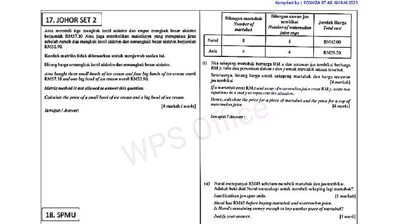 Soalan SPMU 2025 Matematik Kertas 2 - Compiled by ROSNIZA BT AB. GHANI ...